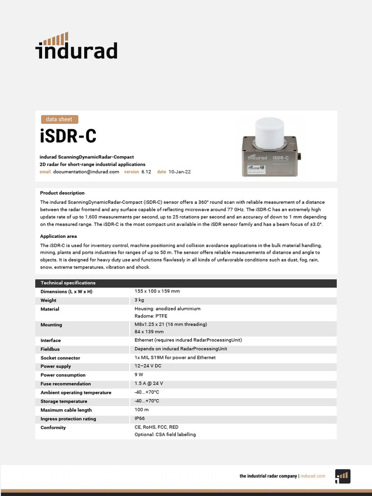 Compact 2D Industrial Radar Sensor | PDF | Radar | Electronics