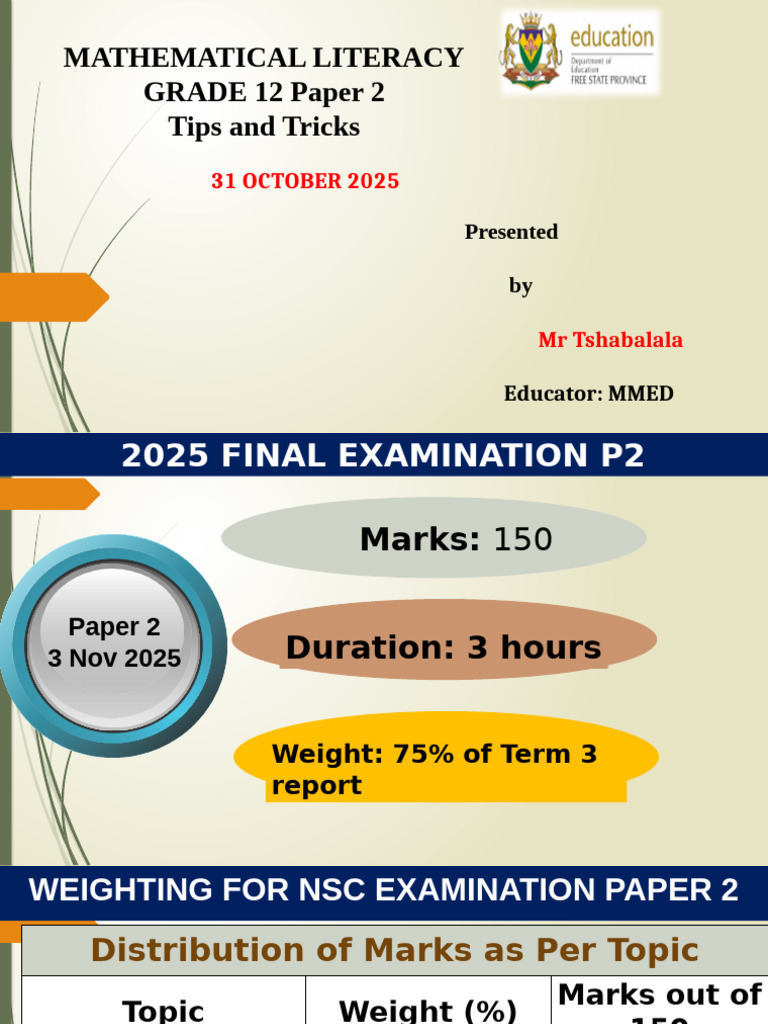 Grade 12 Math Literacy Exam Tips | PDF | Volume | Area