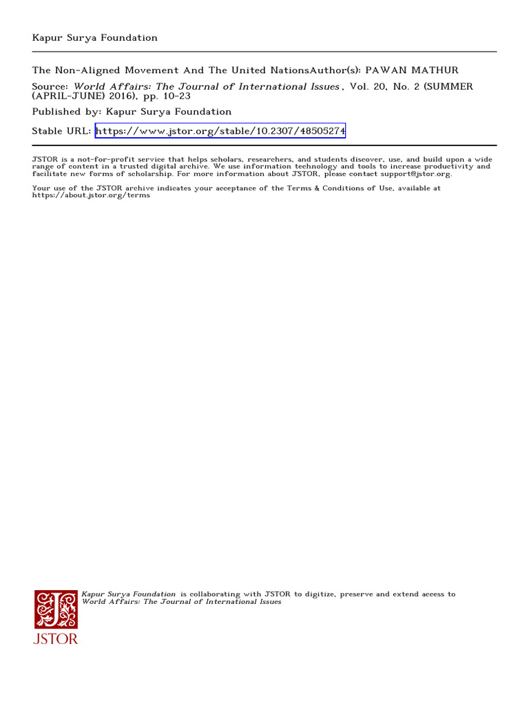 The Non-Aligned Movement and The United Nations | PDF | United Nations ...