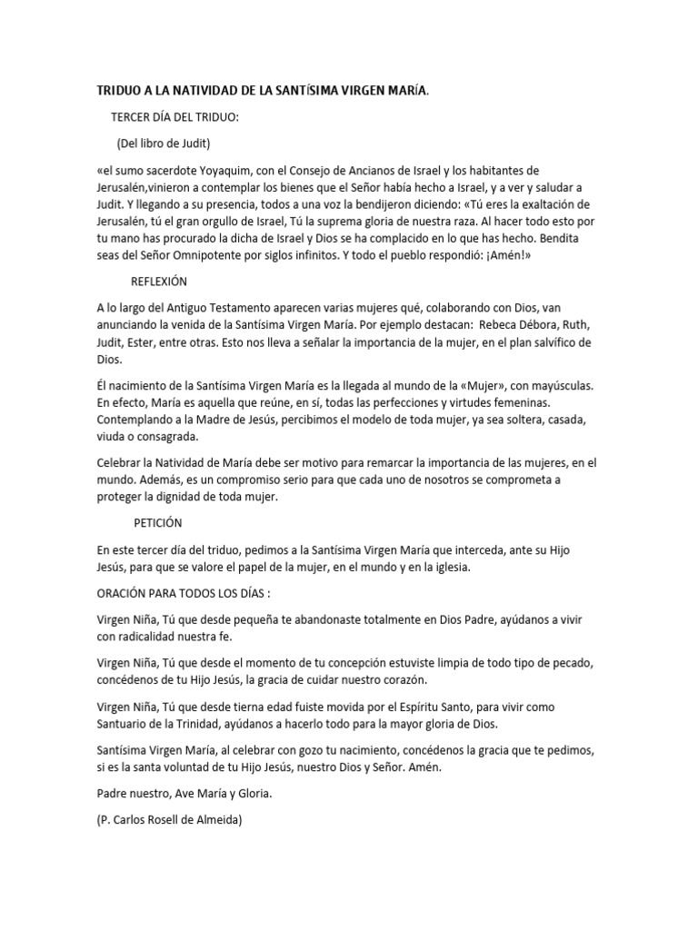 Triduo a la Natividad de María | PDF