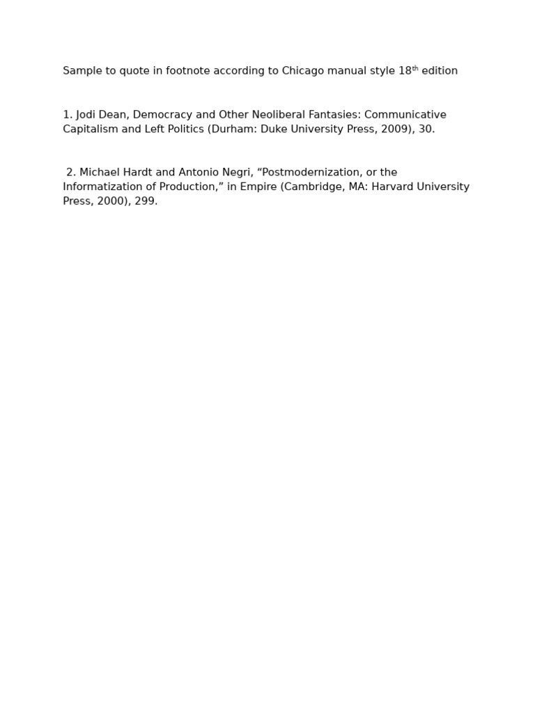 Footnote Examples in Chicago Style | PDF