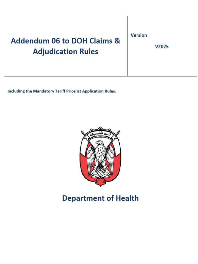 DOH Adjudication Rules Addendum 2025 | PDF | Insurance | Outlier