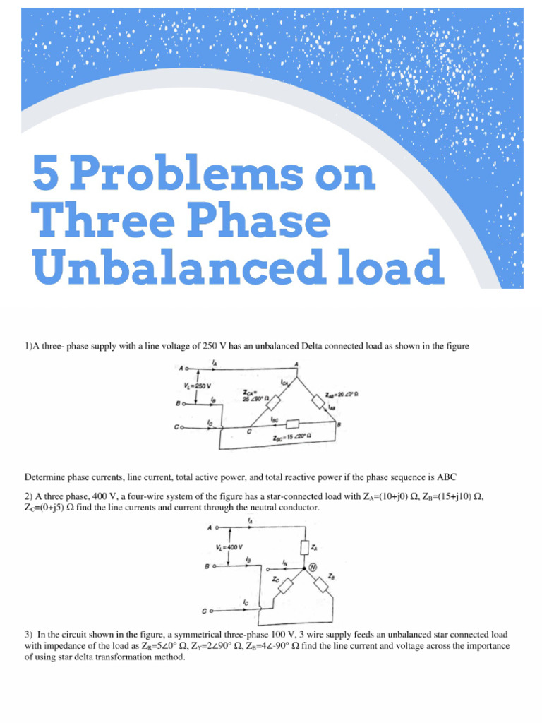 5 Problems On Three Phase Unbalanced Load | PDF