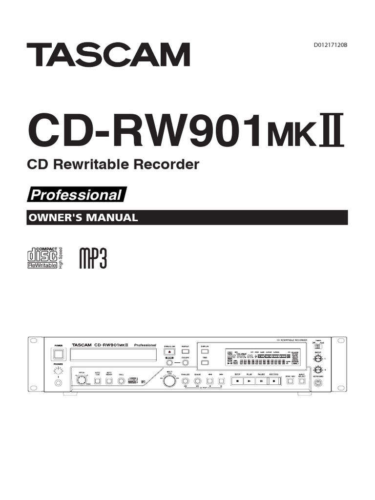 Tascam CD-RW901MKII Manual | PDF | Compact Disc | Computer Keyboard