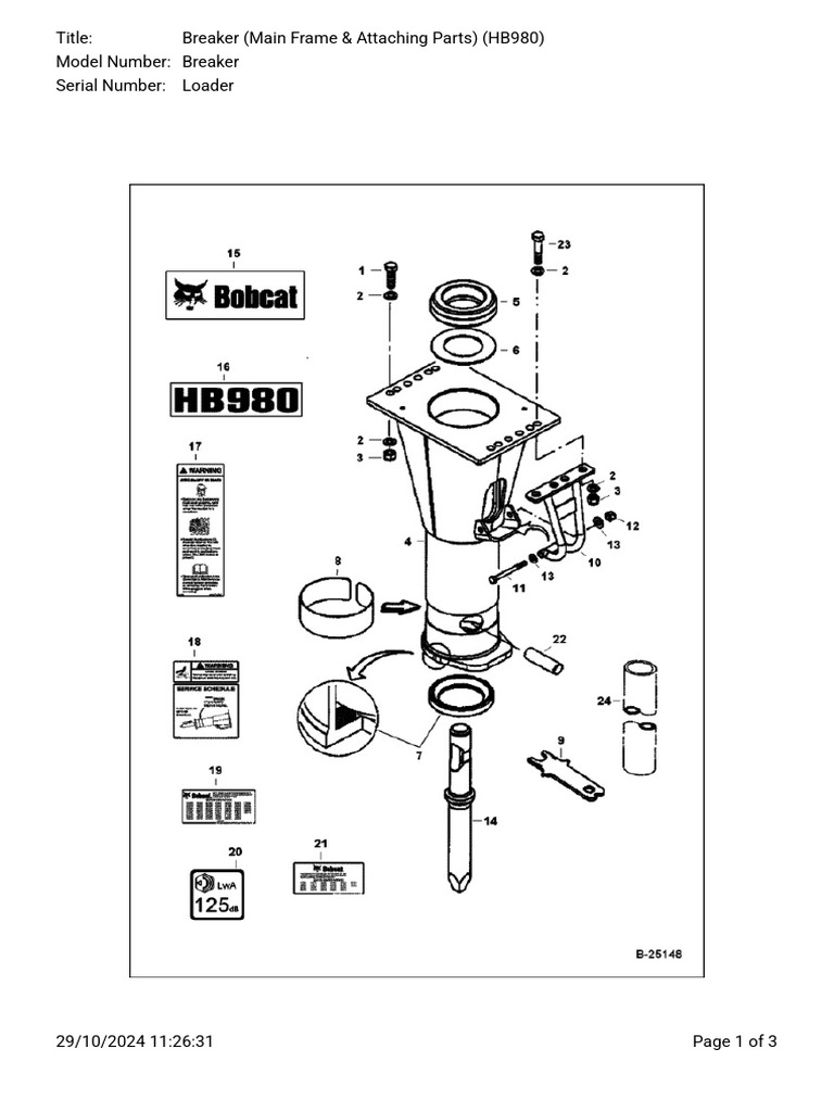 HB980 Breaker Parts List and Details | PDF