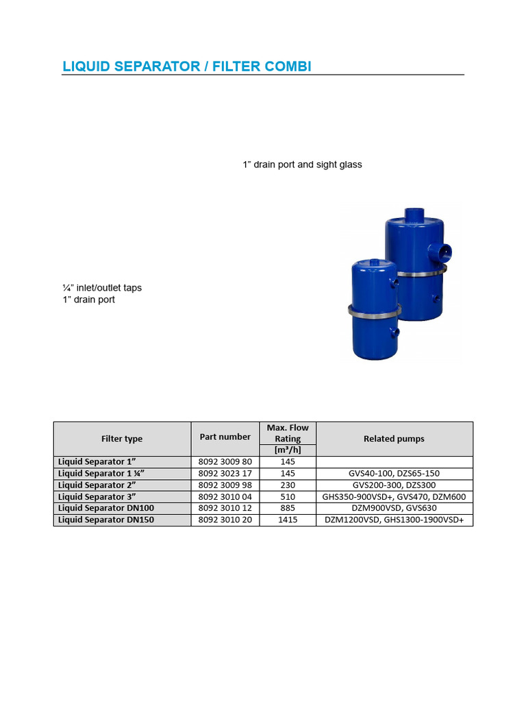 L-Liquid Separator - Product Specification Sheet | PDF