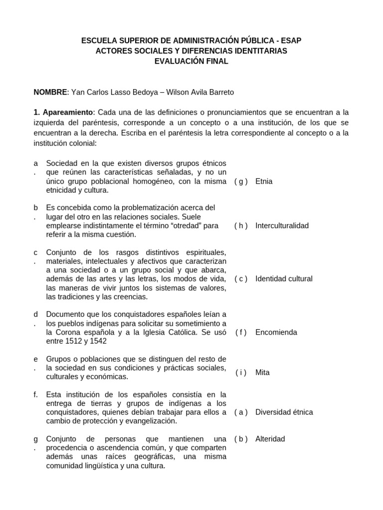 EVALUACIÓN FINAL ACTORES SOCIALES - B 2025 IBAGUÉ 3A Yan Carlos Lasso ...