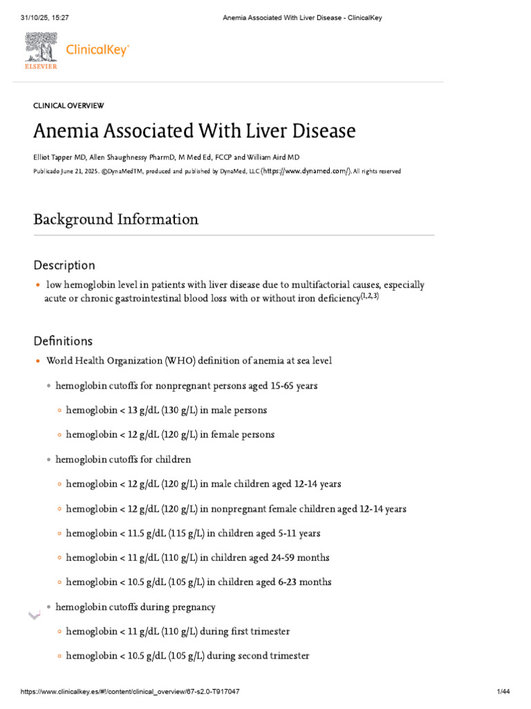 Anemia in Liver Disease Overview | PDF | Anemia | Cirrhosis
