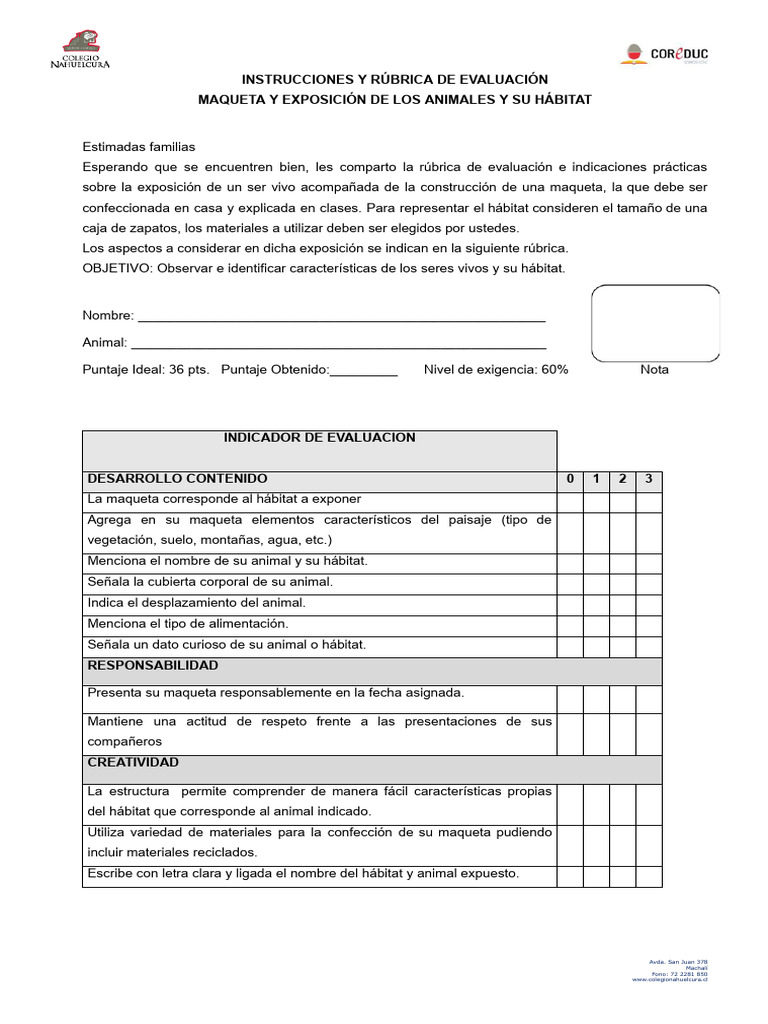 R-brica Maqueta y Exposici-n Ciencias 1-.Docx | PDF