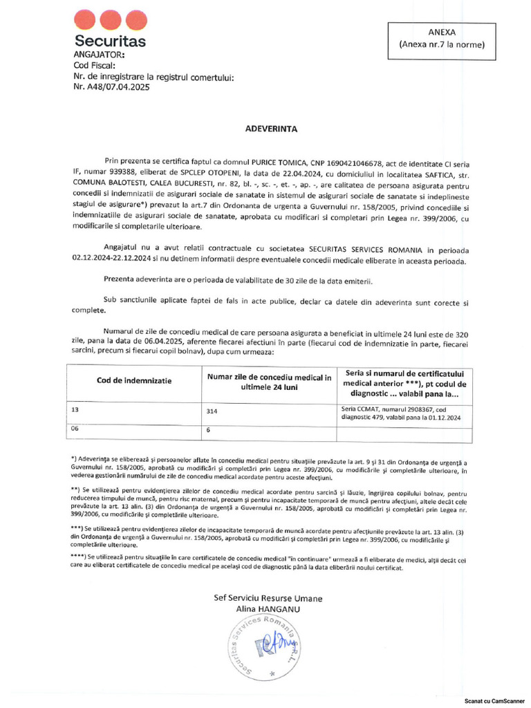 Purice Tomica Adeverinta | PDF