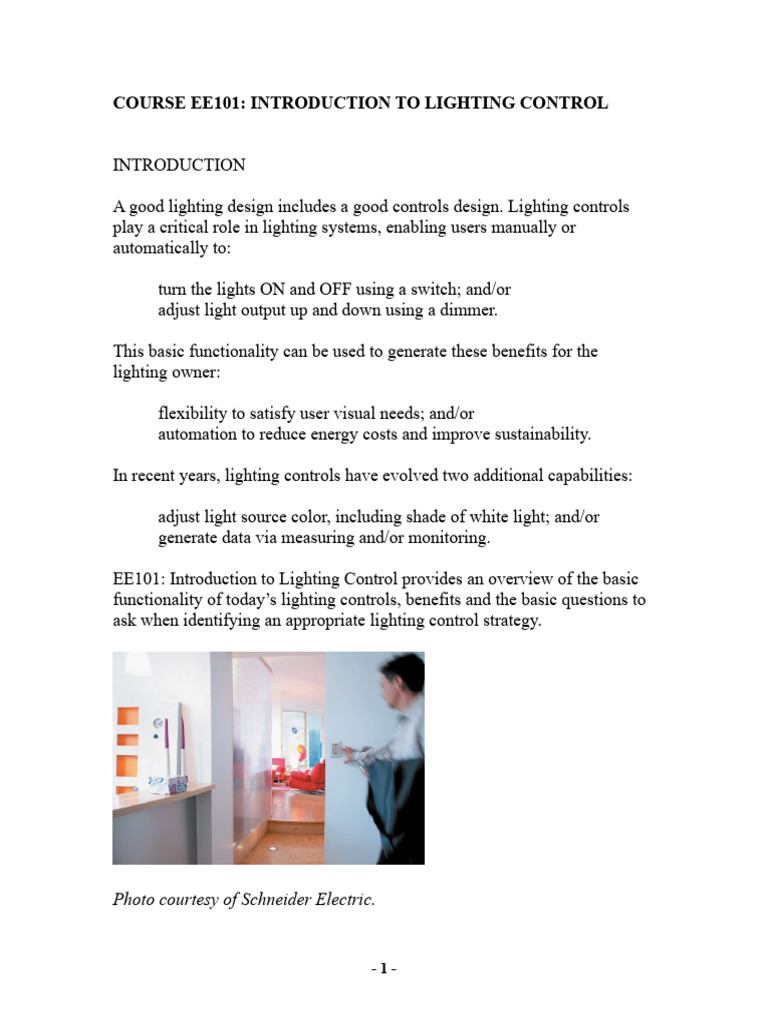 EE101 Introduction To Lighting Controls | PDF | Lighting | Light ...