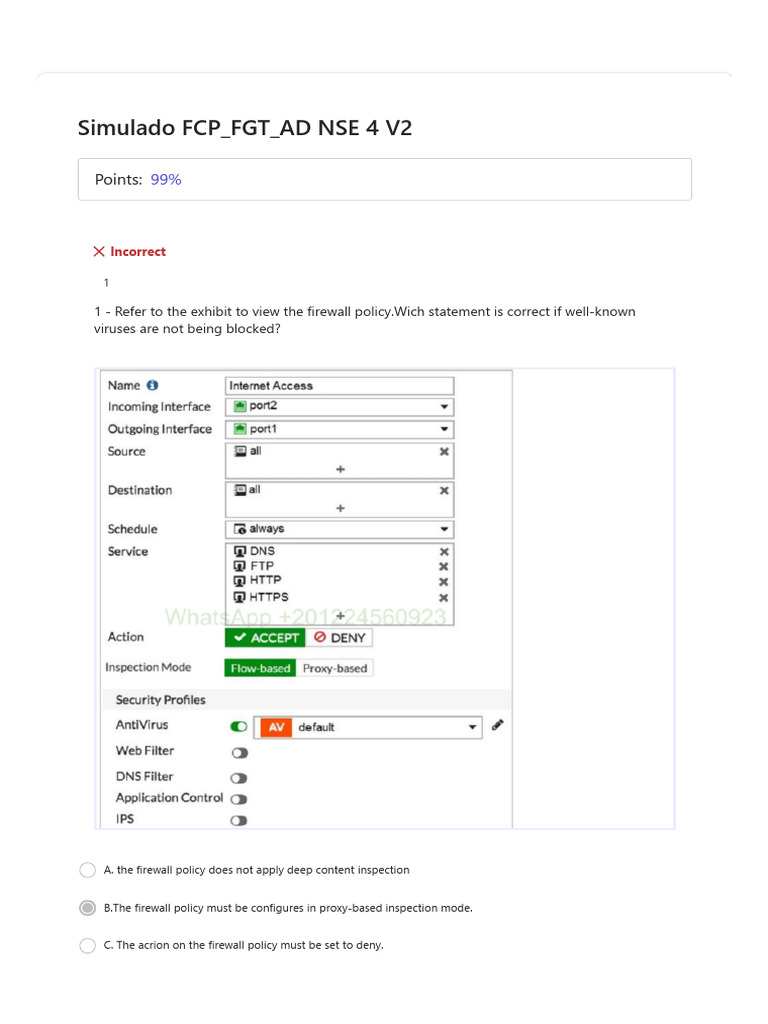 Simulado FCP - FGT - Ad Nse 4 v2 | PDF | Firewall (Computing) | Ip Address