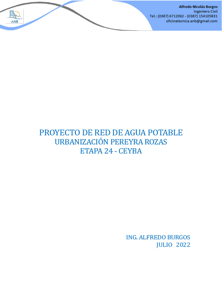 Diseño de Red de Agua Potable en Salta | PDF | Agua | Simulación