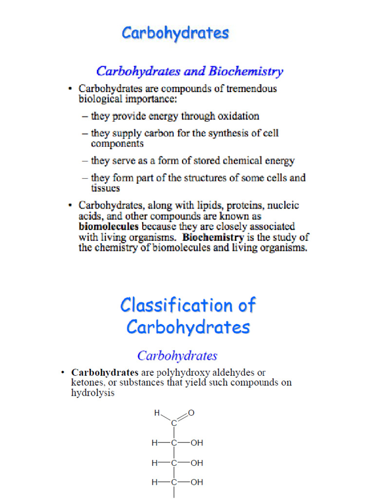 Carbohydrates Lecture Slides | PDF | Glucose | Organic Chemistry