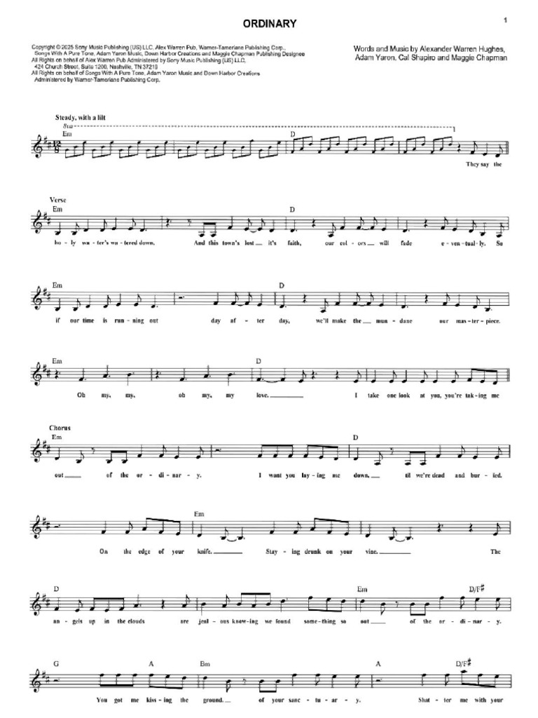 Ordinary Melodia e Cifras | PDF