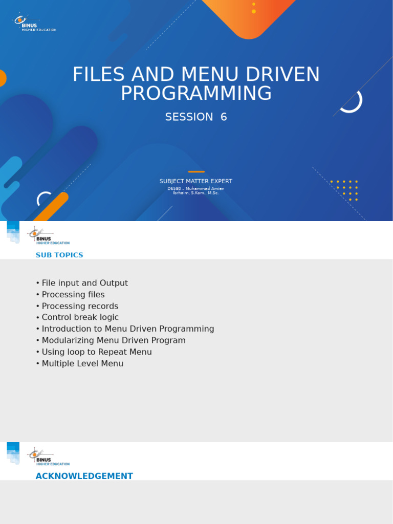 20230720104946_Session 6 - COMP6798001 - Files and Menu Driven Programming | PDF | Computer File ...