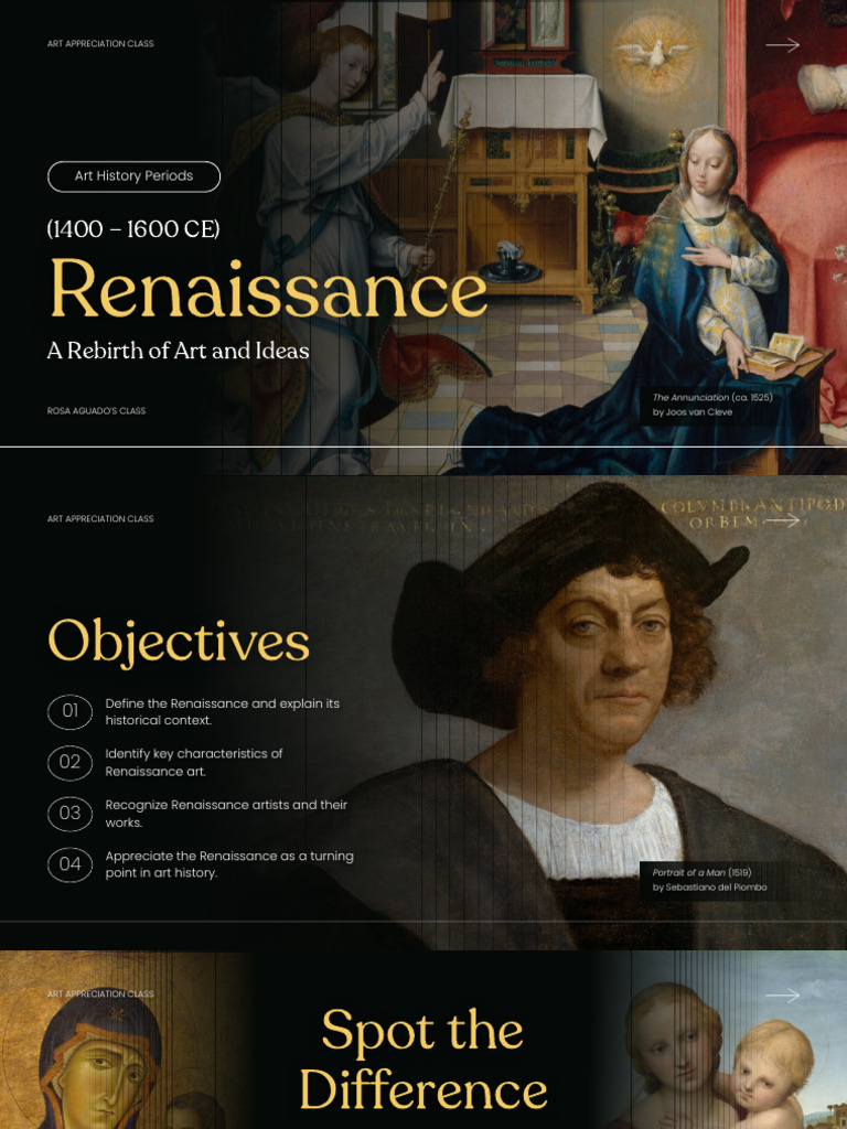 Renaissance Art Period Presentation Yellow and Black Illustrative Style ...