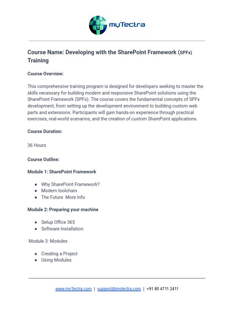 Developing With The SharePoint Framework Training | PDF | Share Point | Modular Programming