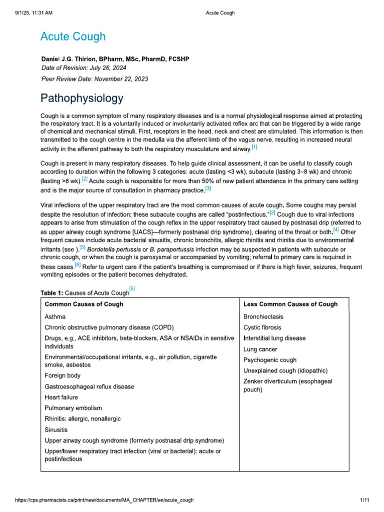 Acute Cough Cos | PDF