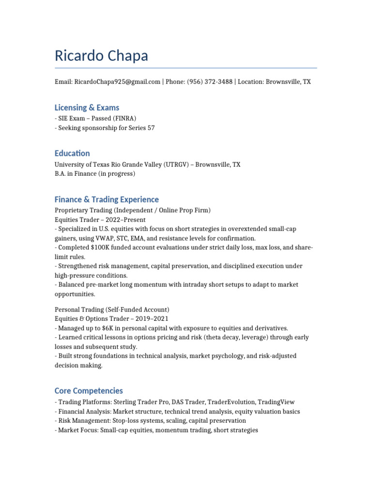 Ricardo Chapa CV | PDF