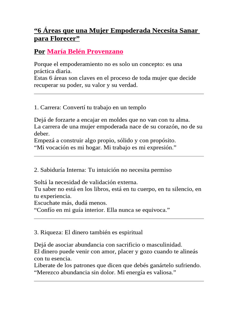 6 Áreas Que Una Mujer Empoderada Necesita Sanar para Florecer | PDF