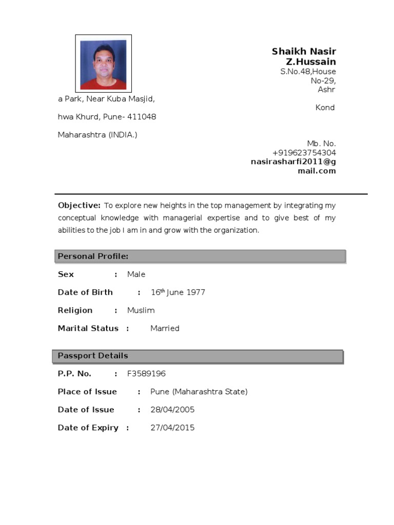 Shaikh Nasir Z.hussain Resume | PDF | Mutual Funds | Economics