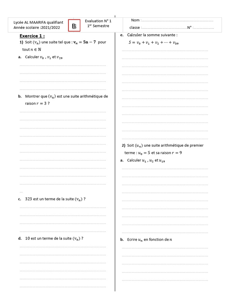 Ds 2 S1.PDF 1 Bac Lettre 1 Er Exemplaire -2 | PDF