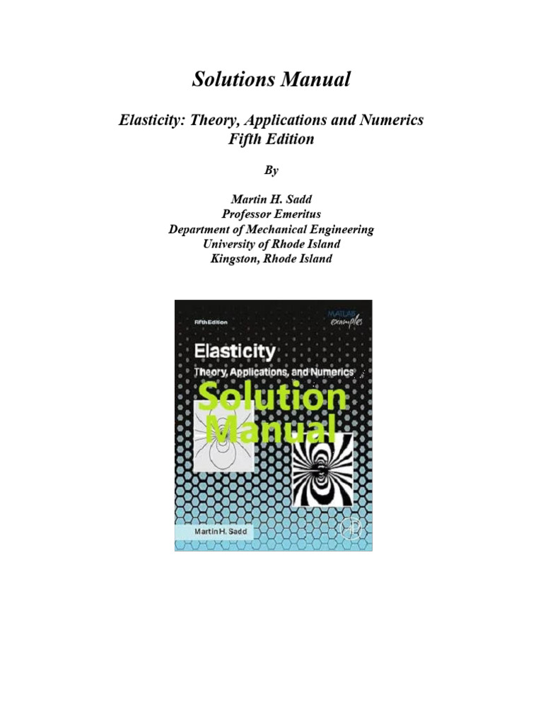 Solutions For Problems From Elasticity, 5th Edition by Martin H. Sadd | PDF | Elasticity ...