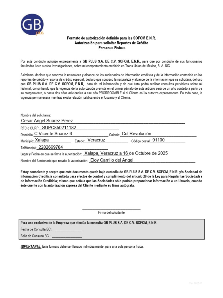 Formato de Autorizacion para Sofom | PDF