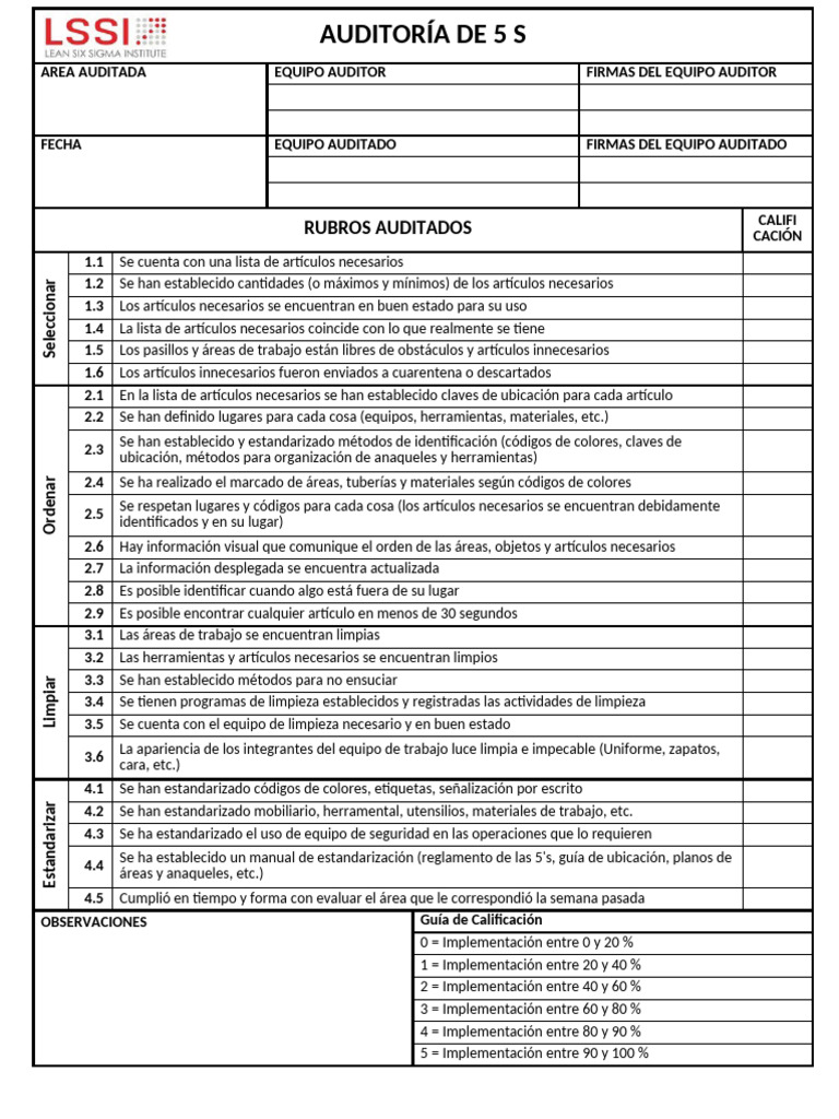 Auditoria 5S | PDF