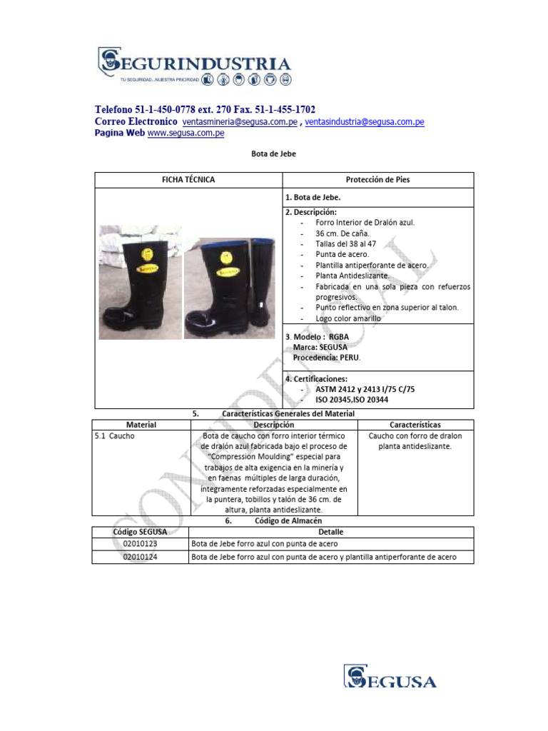 Hoja Tecnica Bota RGBA LOGO Rev 2 | PDF | Materiales | Sector ...