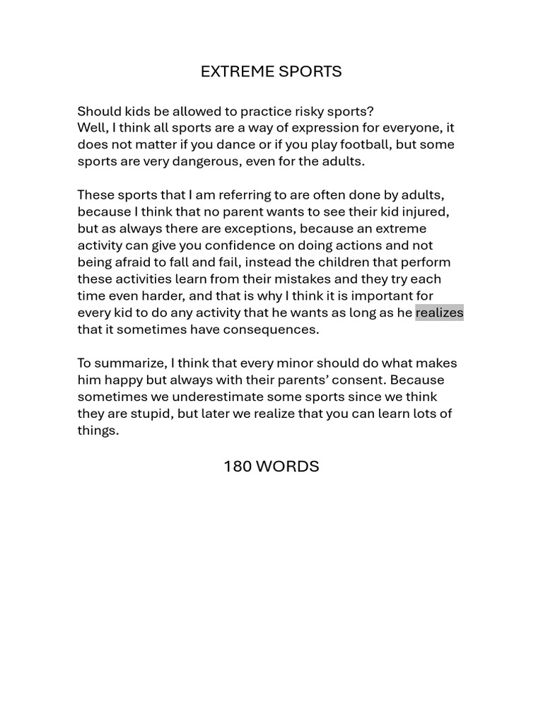 Should Kids Try Extreme Sports? | PDF