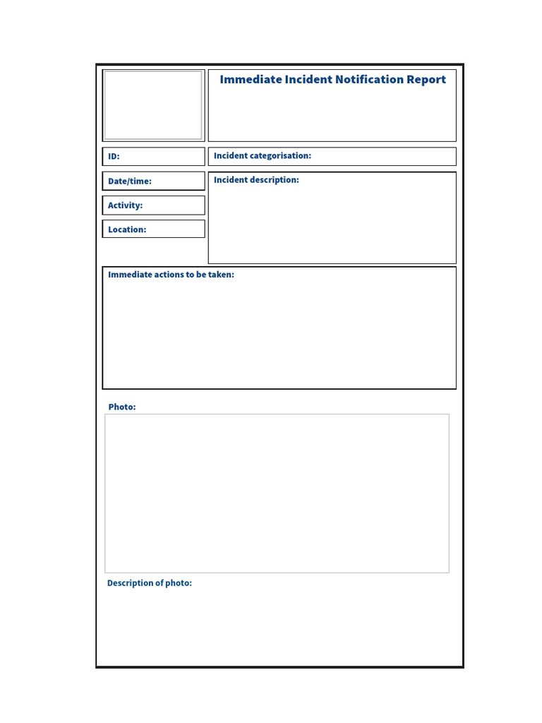 Template of Immediate Incident Notific | PDF