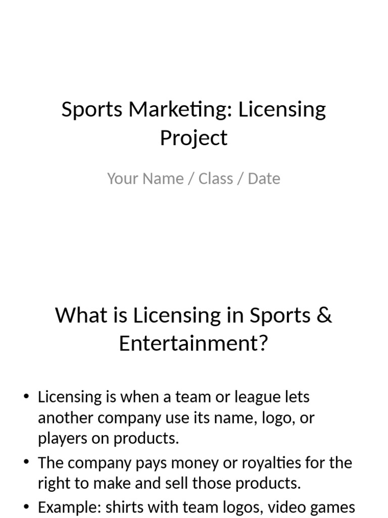 Sports Marketing Licensing Project | PDF | License | Royalty Payment