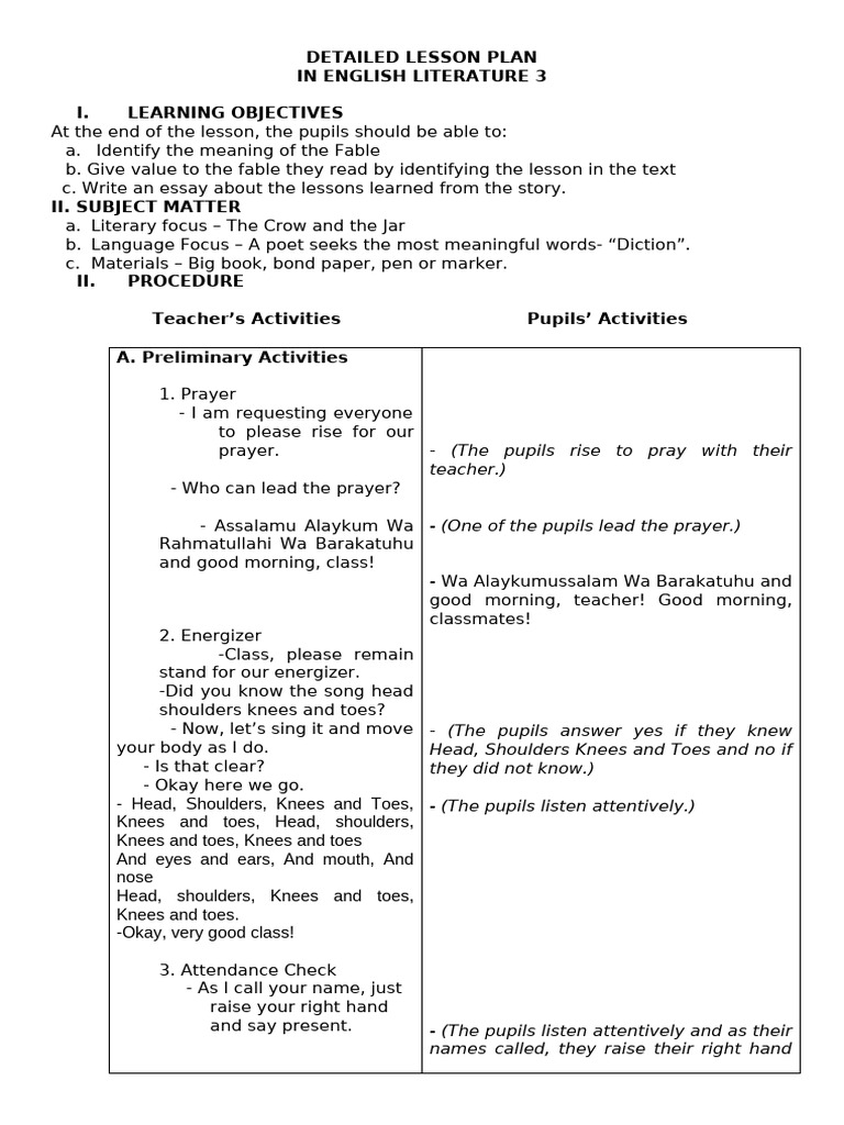 English Literature Lesson Plan: Fables | PDF | Fable | Human Communication
