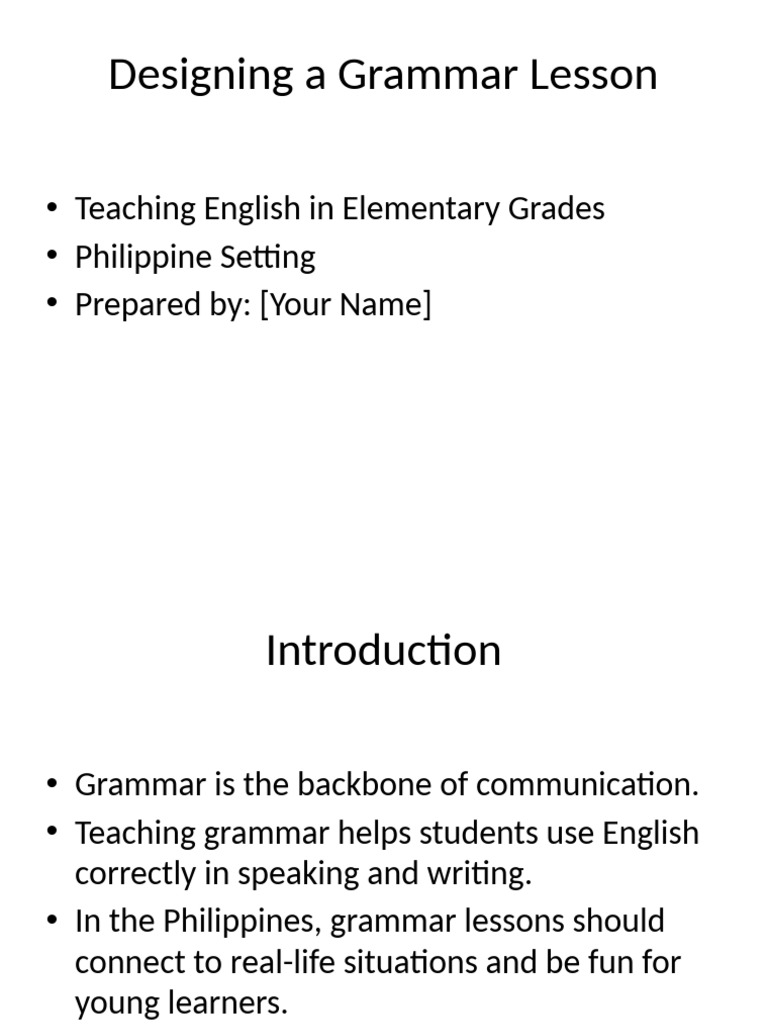 Designing A Grammar Lesson Philippine Setting | PDF | English Language ...