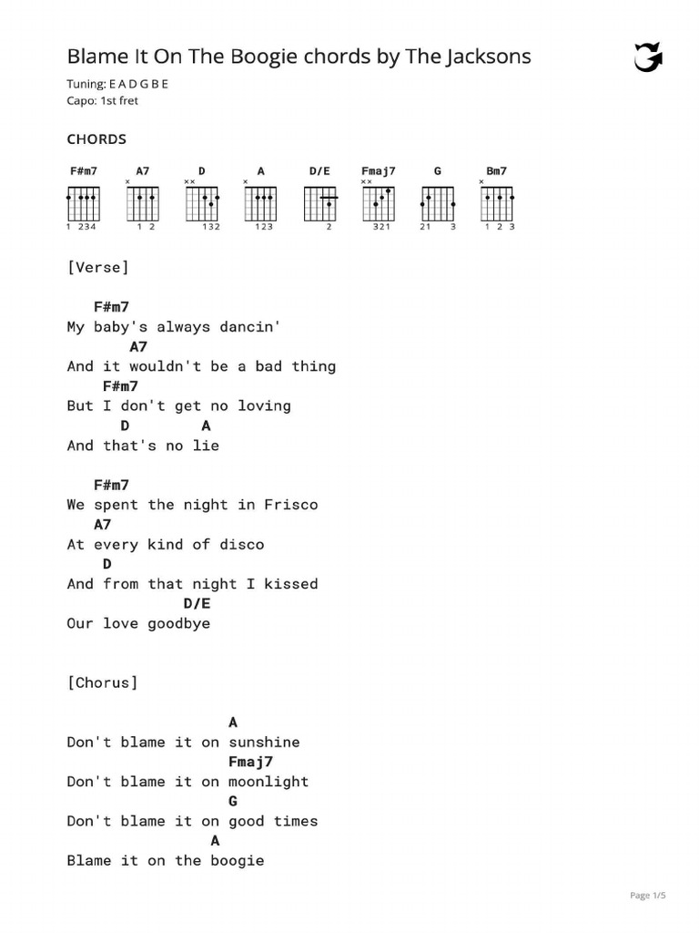 Blame It On The Boogie Chords | PDF