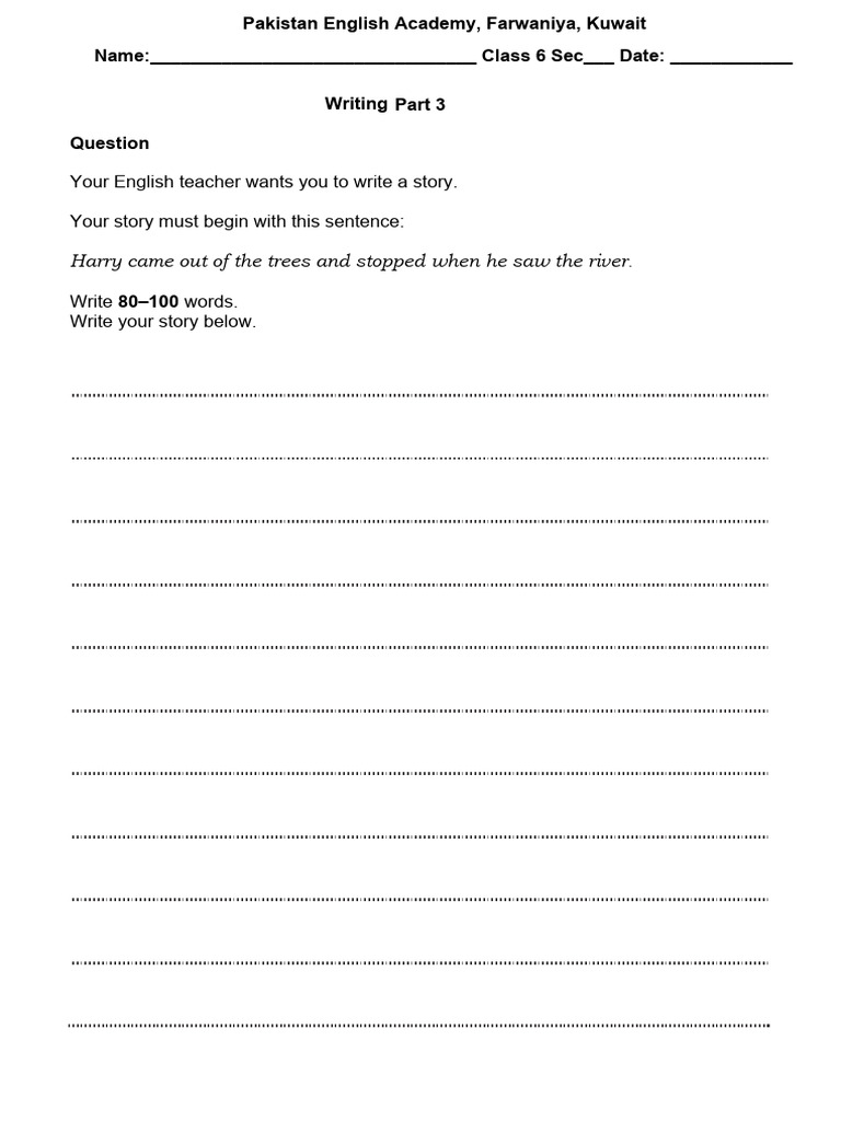 H.W Story Writing | PDF