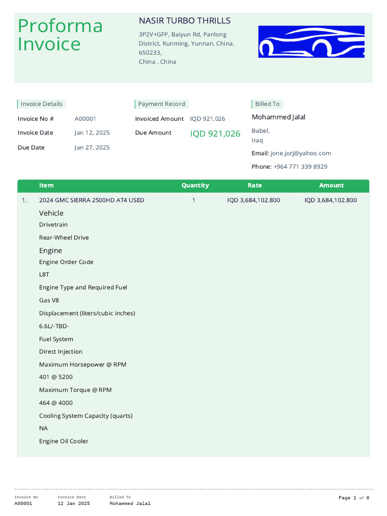 proforma-a00001-nasir-turbo-thrills-mohammed-jalal | PDF | Motor ...
