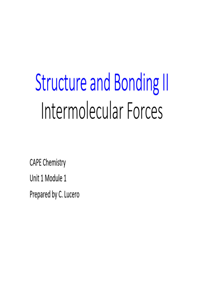 Lesson 7 - Structure and Bonding II Intermolecular Forces | PDF ...