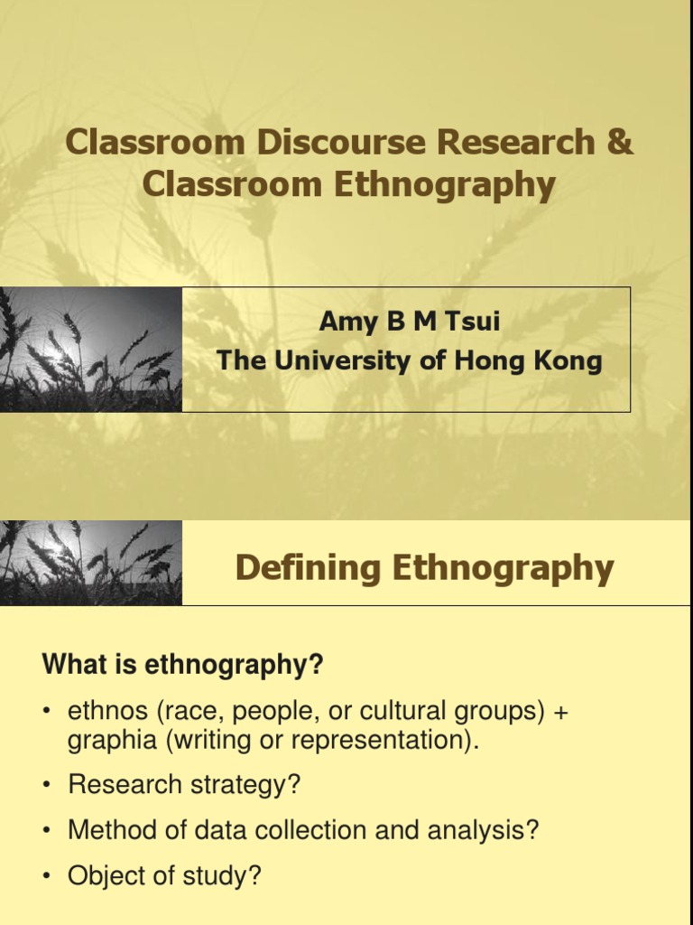 Ethnographic Approaches in Classroom Discourse | PDF | Ethnography ...