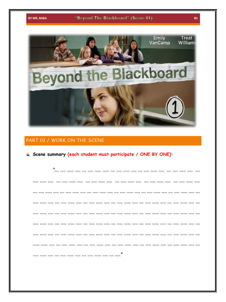 Scene 01 Worksheet - Beyond the Blackboard | PDF | Grammar | Morphology