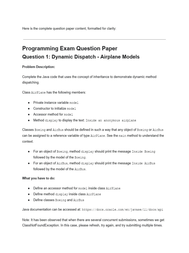 Java Exam Questions on Inheritance and Interfaces | PDF | Method ...