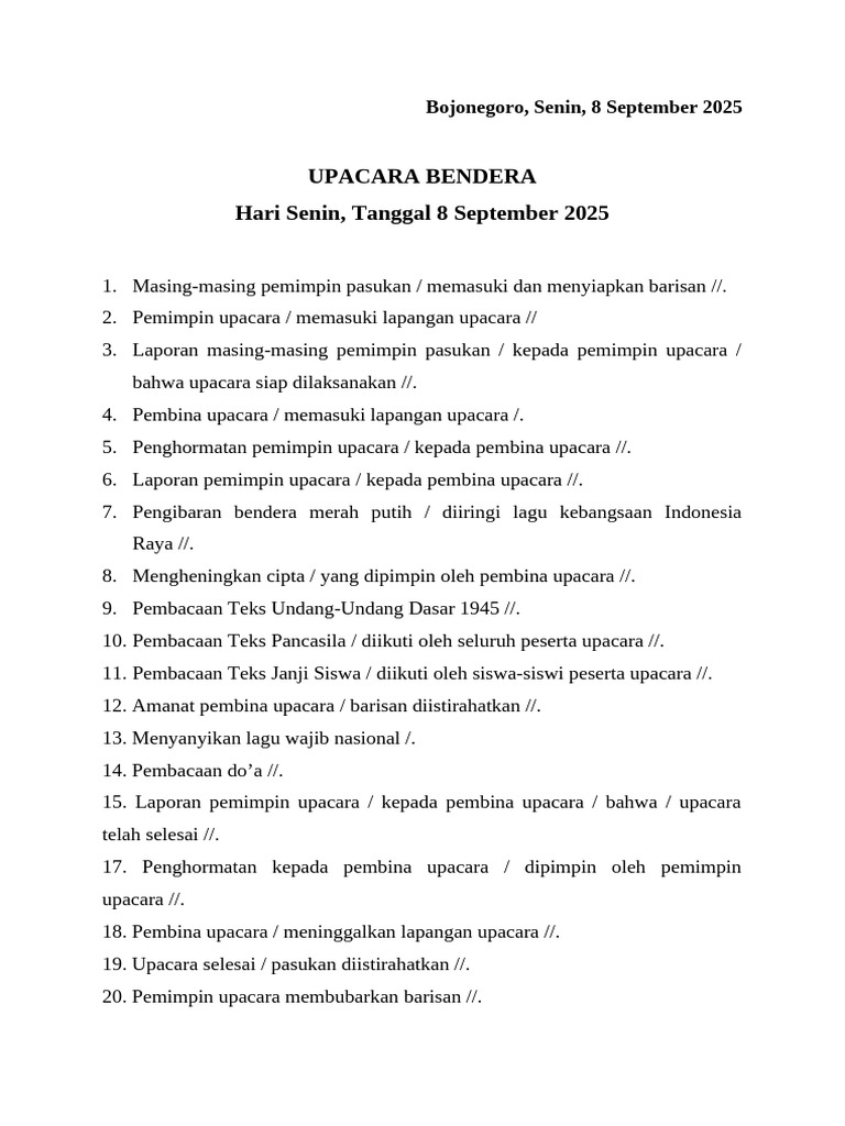 MC - Teks Pembawa Acara Upacara Bendera | PDF