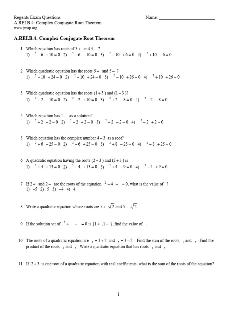 Plex Conjugate Root Theorem | PDF | Zero Of A Function | Quadratic Equation