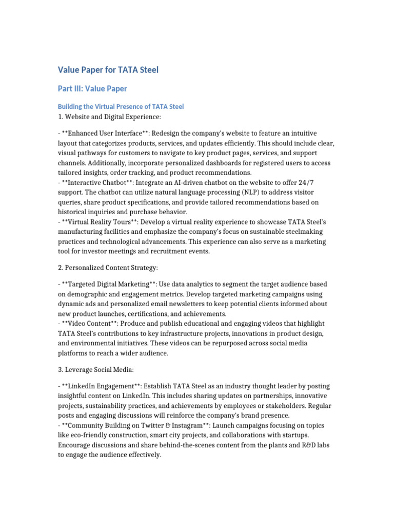 TATA Steel Detailed Value Paper | PDF | Steel | Digital Marketing