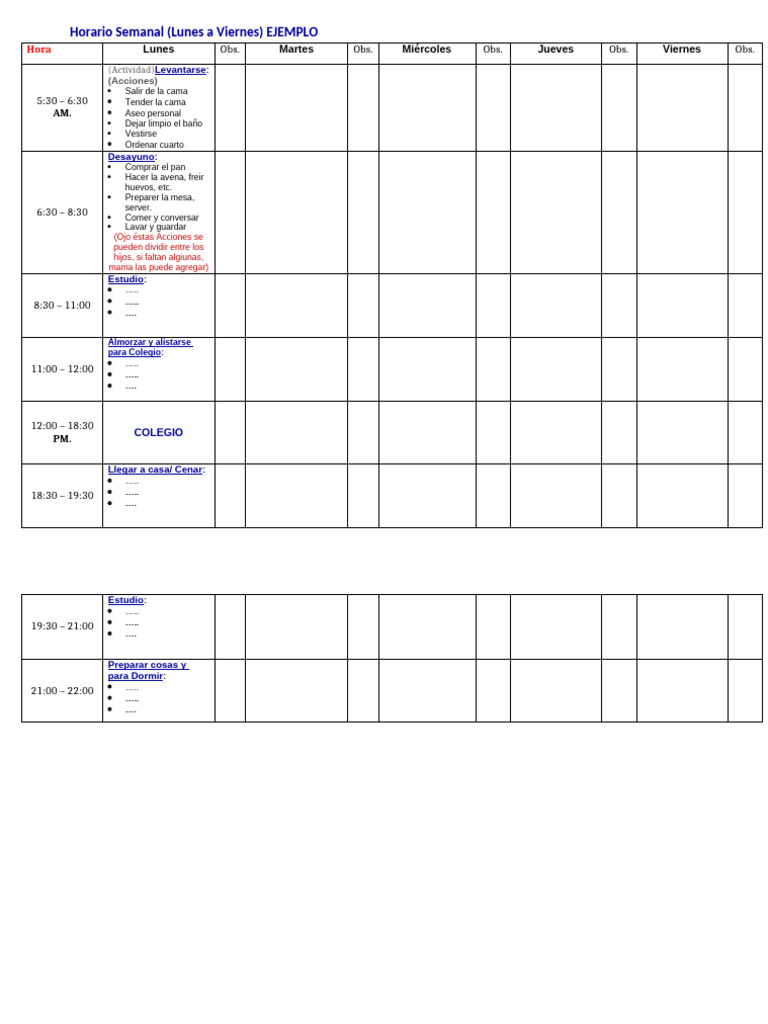 Horario Pac - Benjamin | PDF