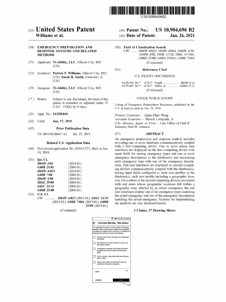 Us 10904696 | PDF | United States Patent And Trademark Office | Computing