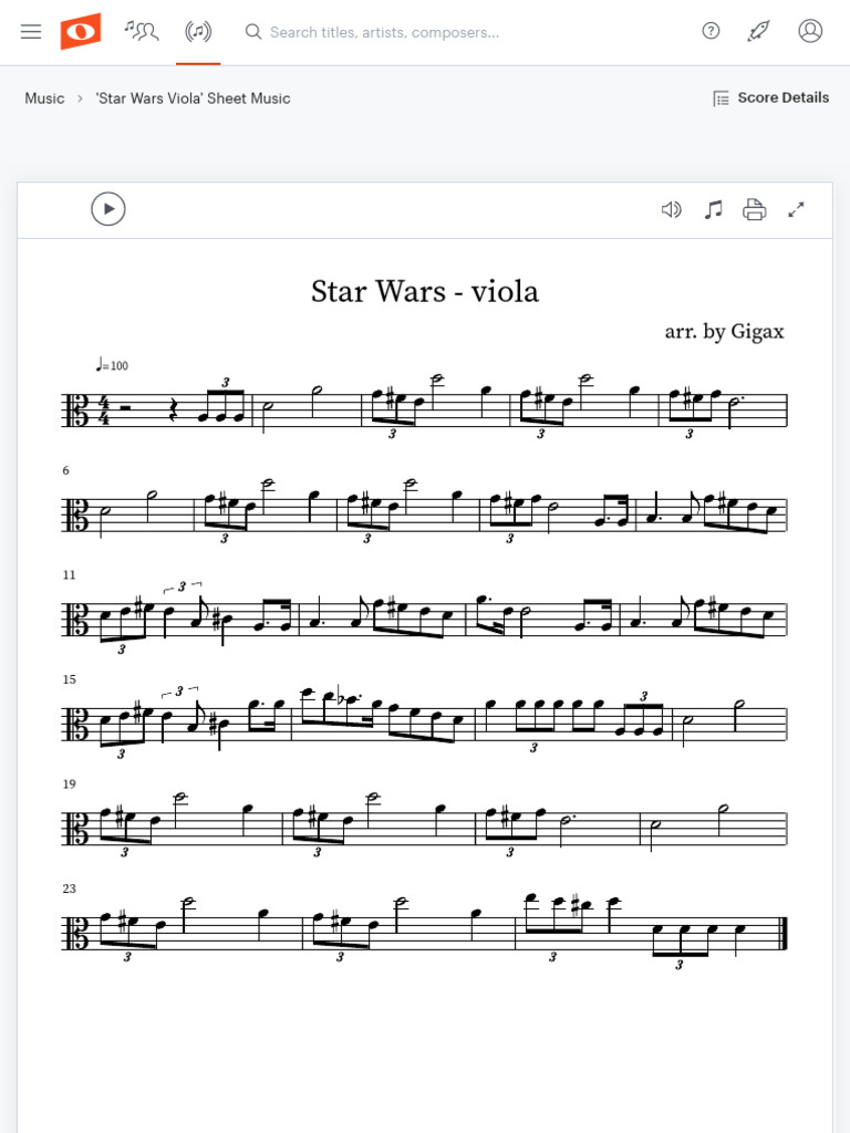 Star Wars Viola Sheet Music Arranged by Gigax | PDF