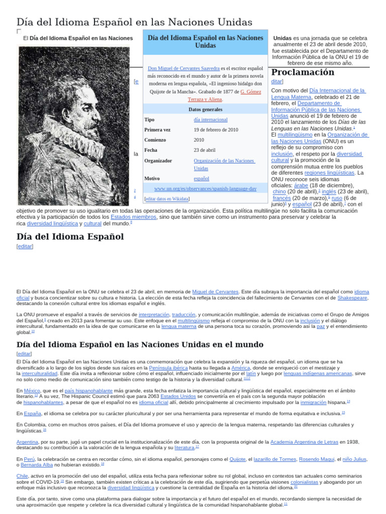 Día Del Idioma Español en Las Naciones Unidas | PDF | Lingüística